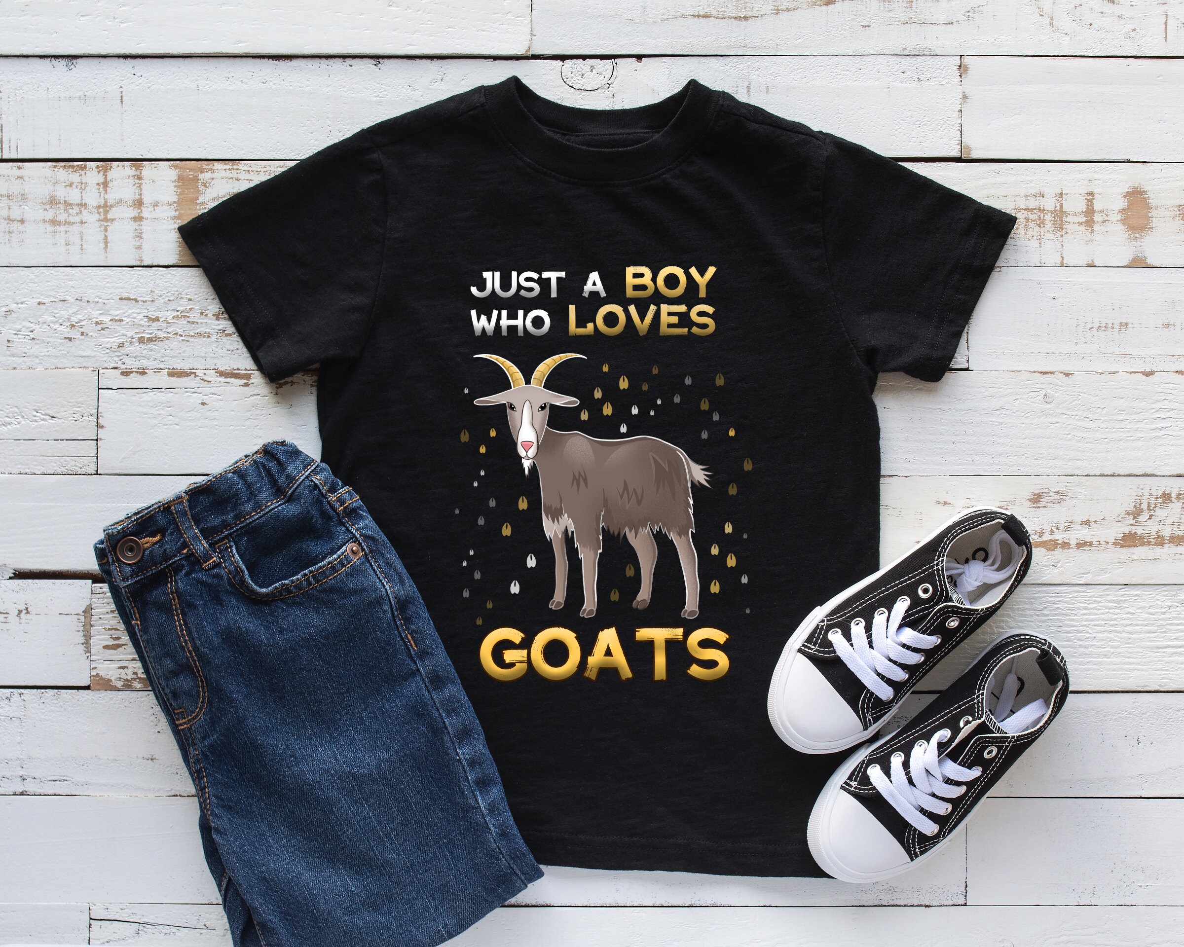Just A Boy Who Loves Goats Kids Shirt, Goat Youth Shirt, Goat Lover ...