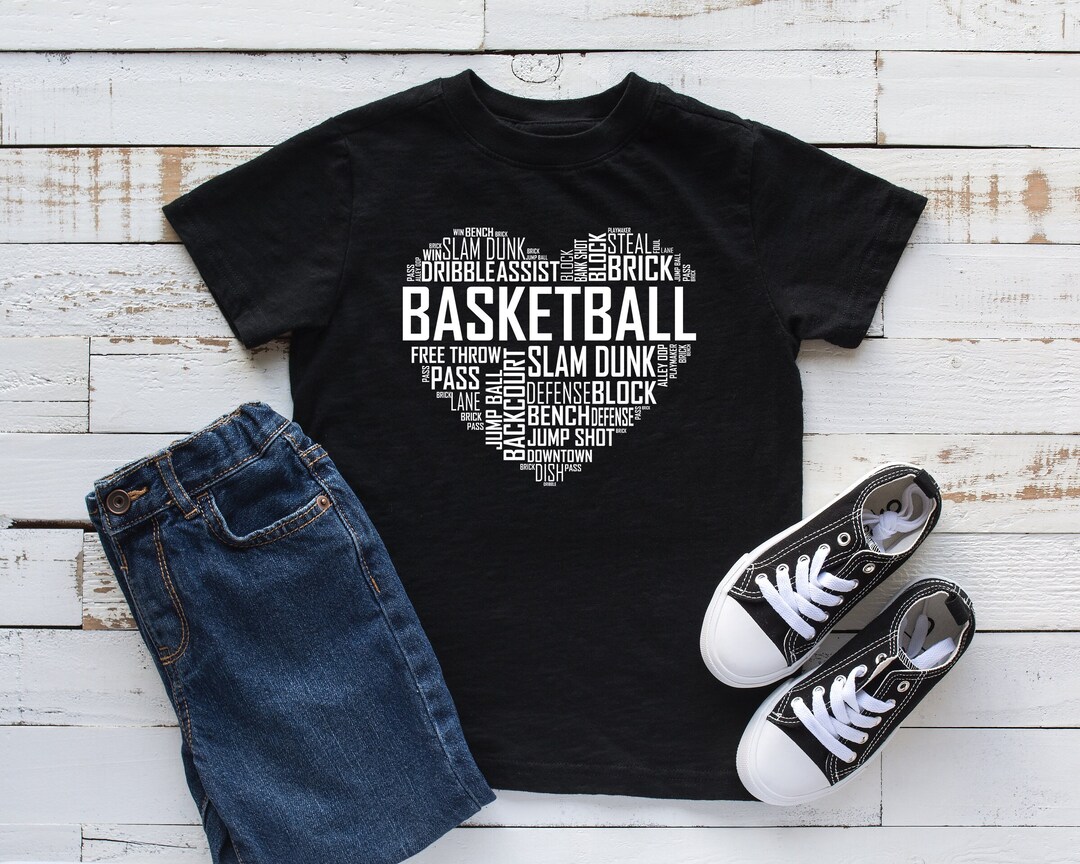 Basketball Heart Kids Shirt, Basketball Player Shirt, Basketball Youth ...