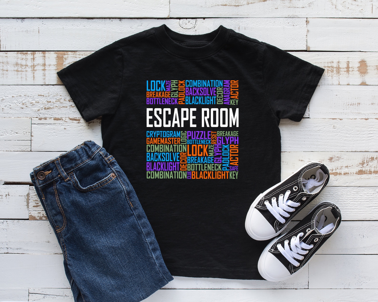 Escape Room Words Kids Shirt Escape Room Youth Shirt Escape | Etsy
