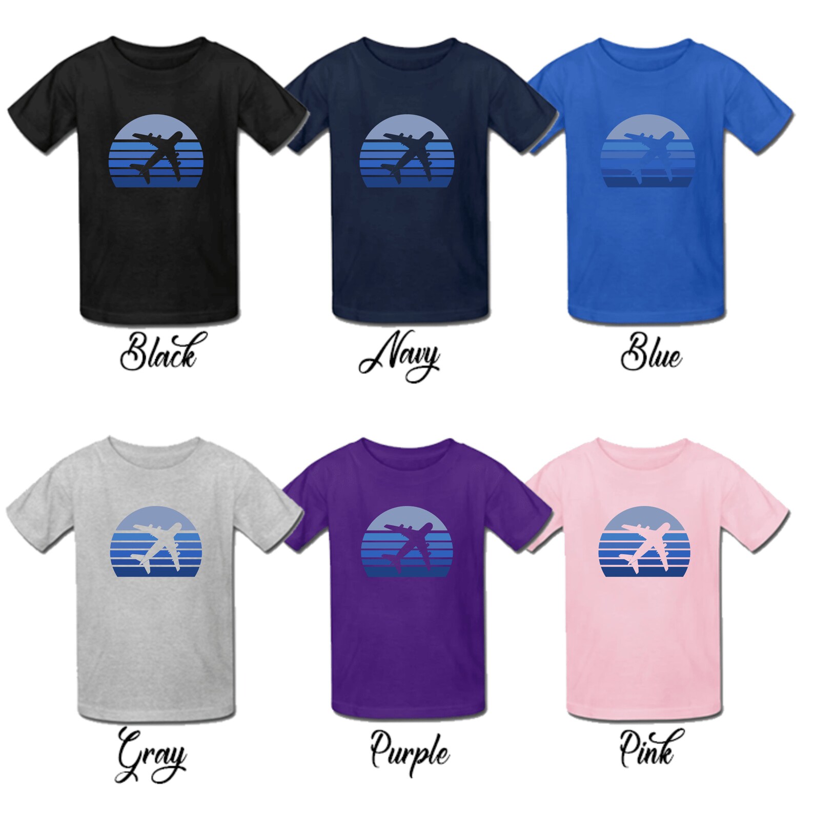 Retro Blue Airplane Silhouette T Shirt Plane Lover Gift | Etsy