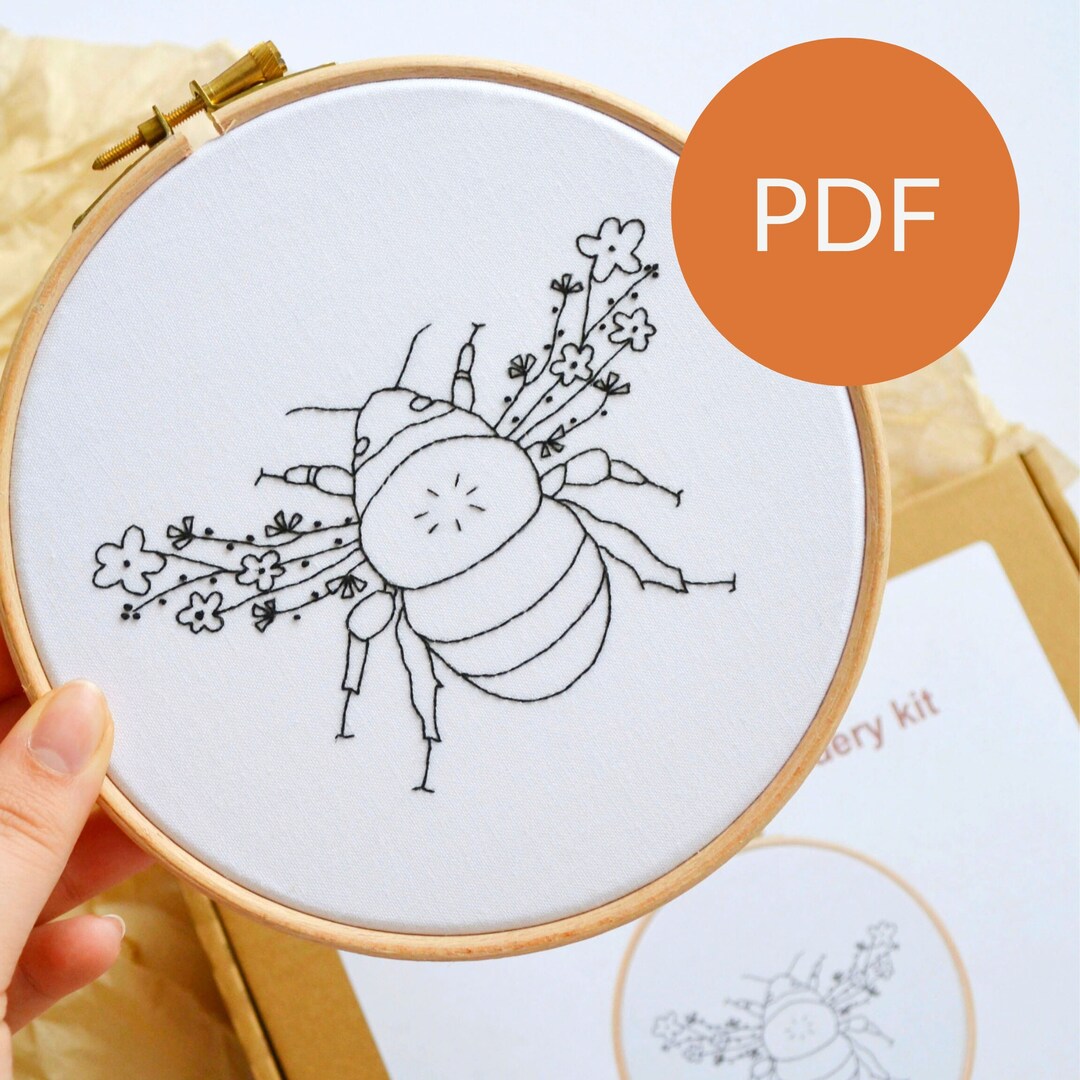 DIGITAL 6" Bee Outline Embroidery Pattern for Beginners, Self Care Gift ...