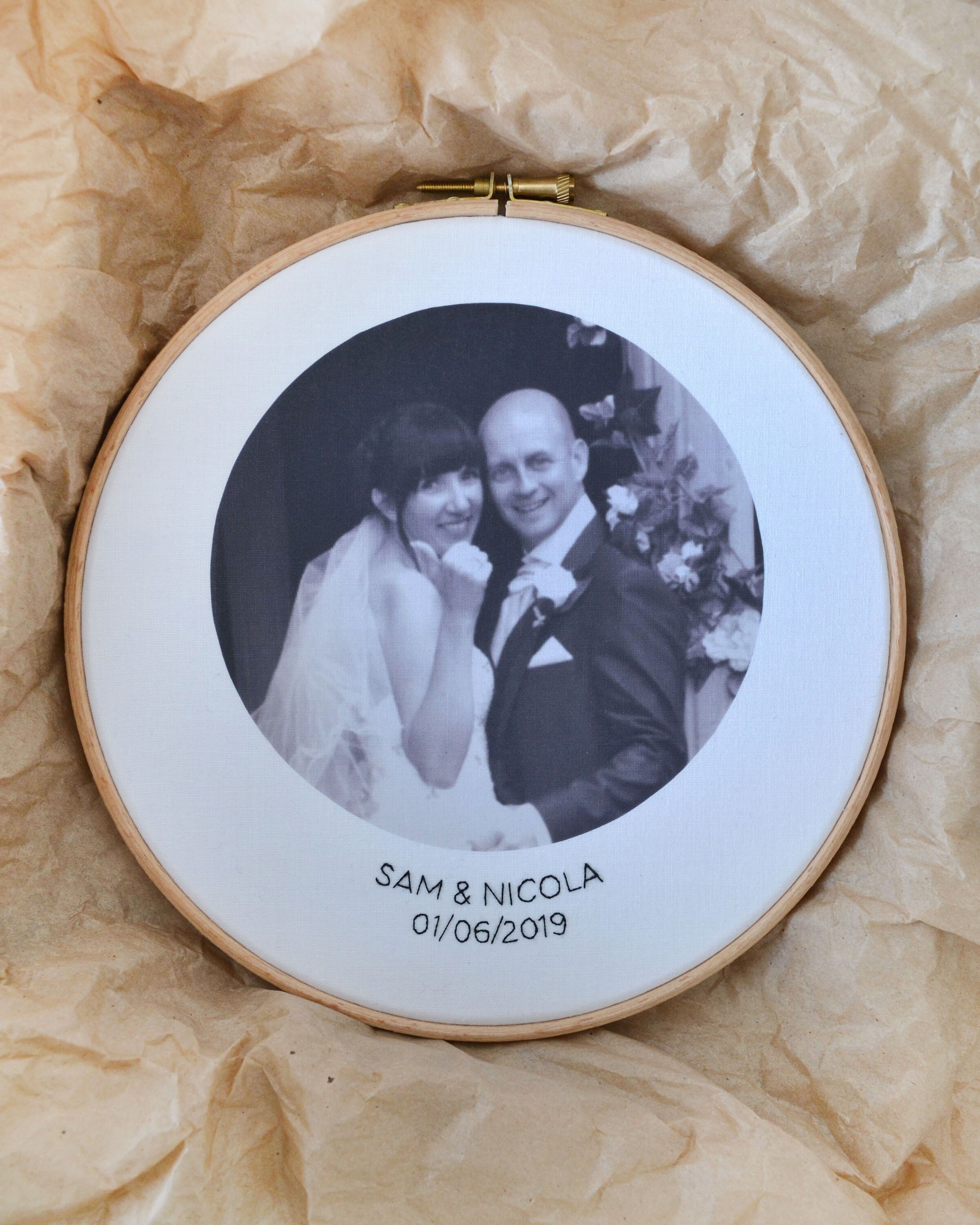 8 Personalised couple photo embroidery hoop with | Etsy