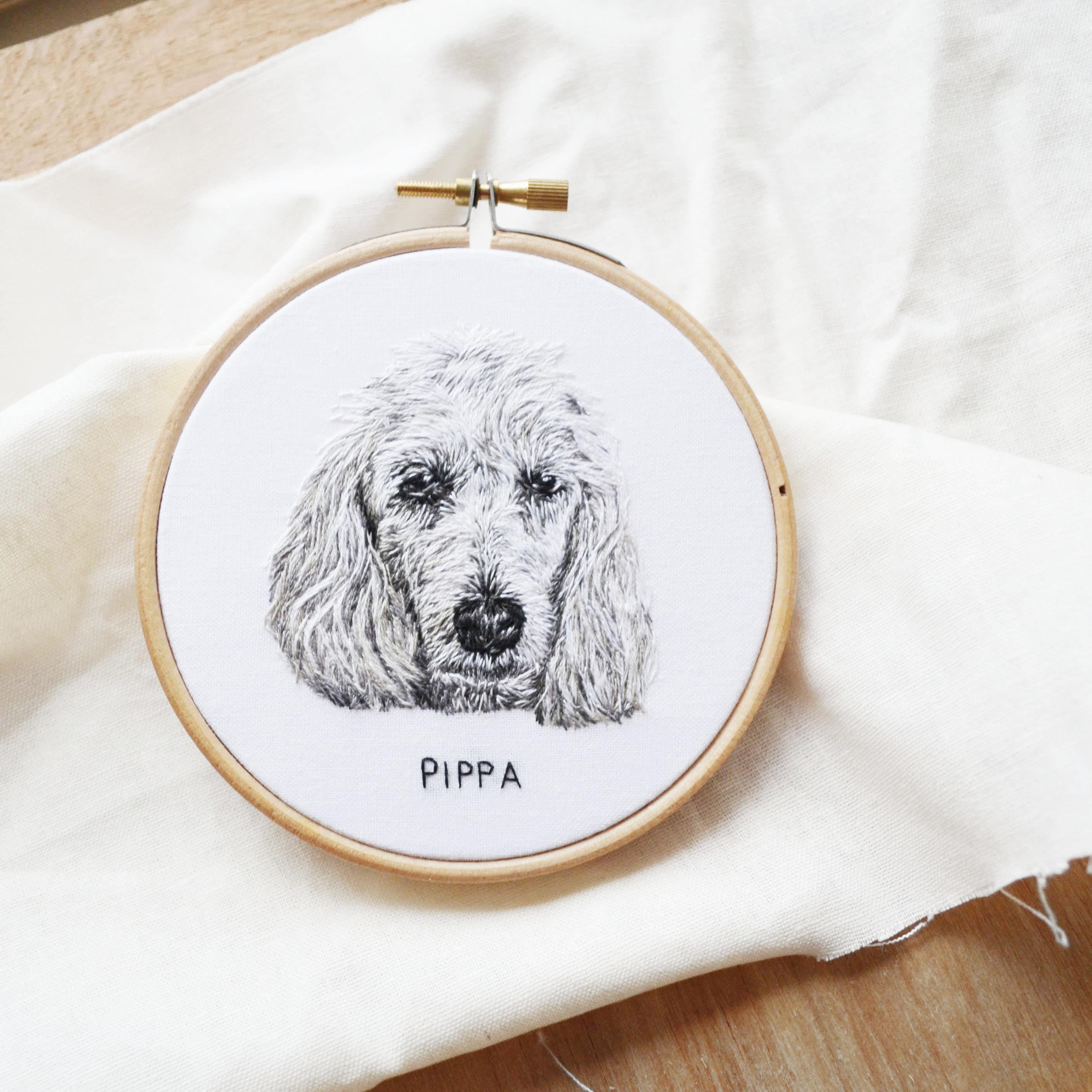 Custom Dog Portrait Embroidery Gift for Loss of Dog Memorial | Etsy