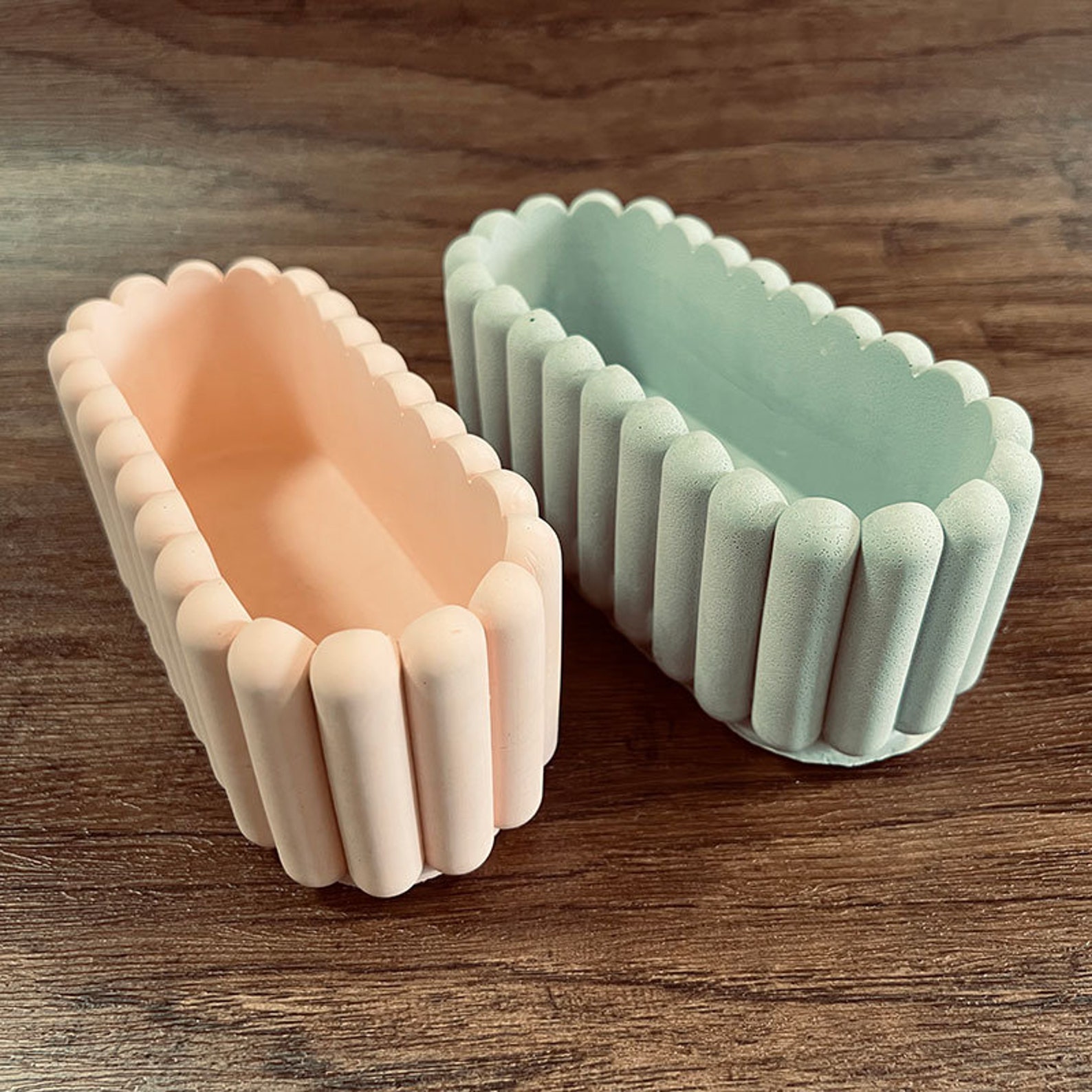 Oval Striped Flower Pot Silicone Mold DIY Nordic Cement - Etsy