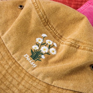 Daisy Hat, Custom Bucket Hat, Flower Vintage Hat, Customized Gift for ...