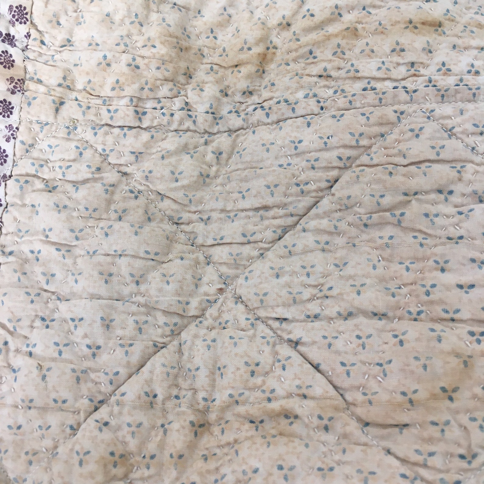 French Vintage Quilted Coverlet / French Vintage Textile / - Etsy