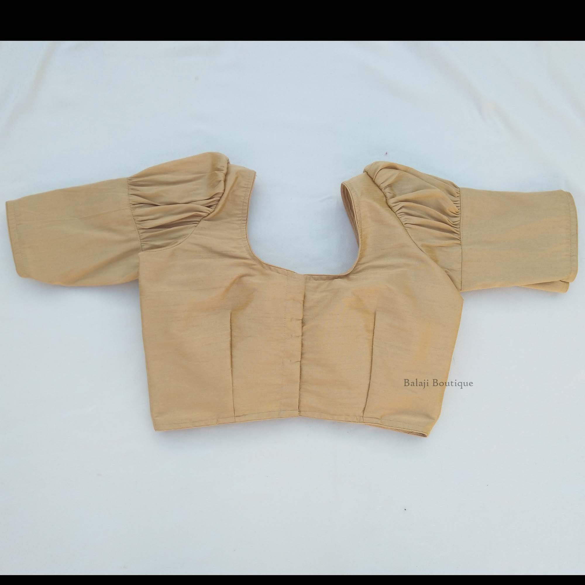 Designer Golden Saree Blouse With Puff Sleeves Made to Order - Etsy