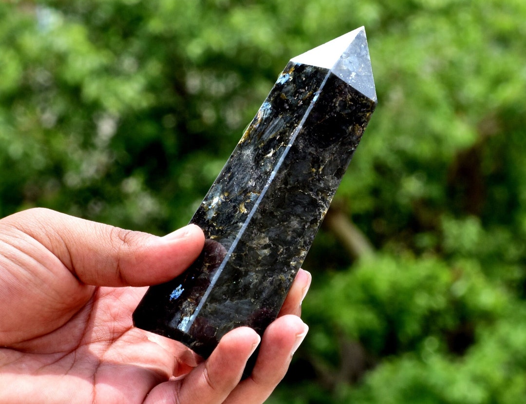 145 MM Blue Pearl Larvikite Obelisk Natural Healing Tower Metaphysical ...