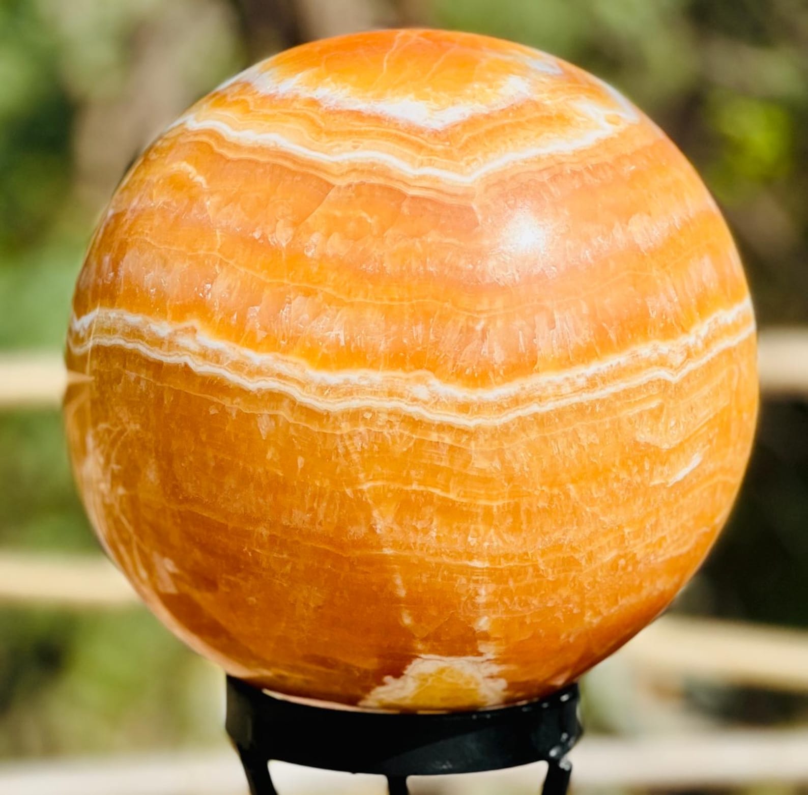 Customised Large Orange Calcite Sphere: Chakra Healing Crystal Decor - Etsy