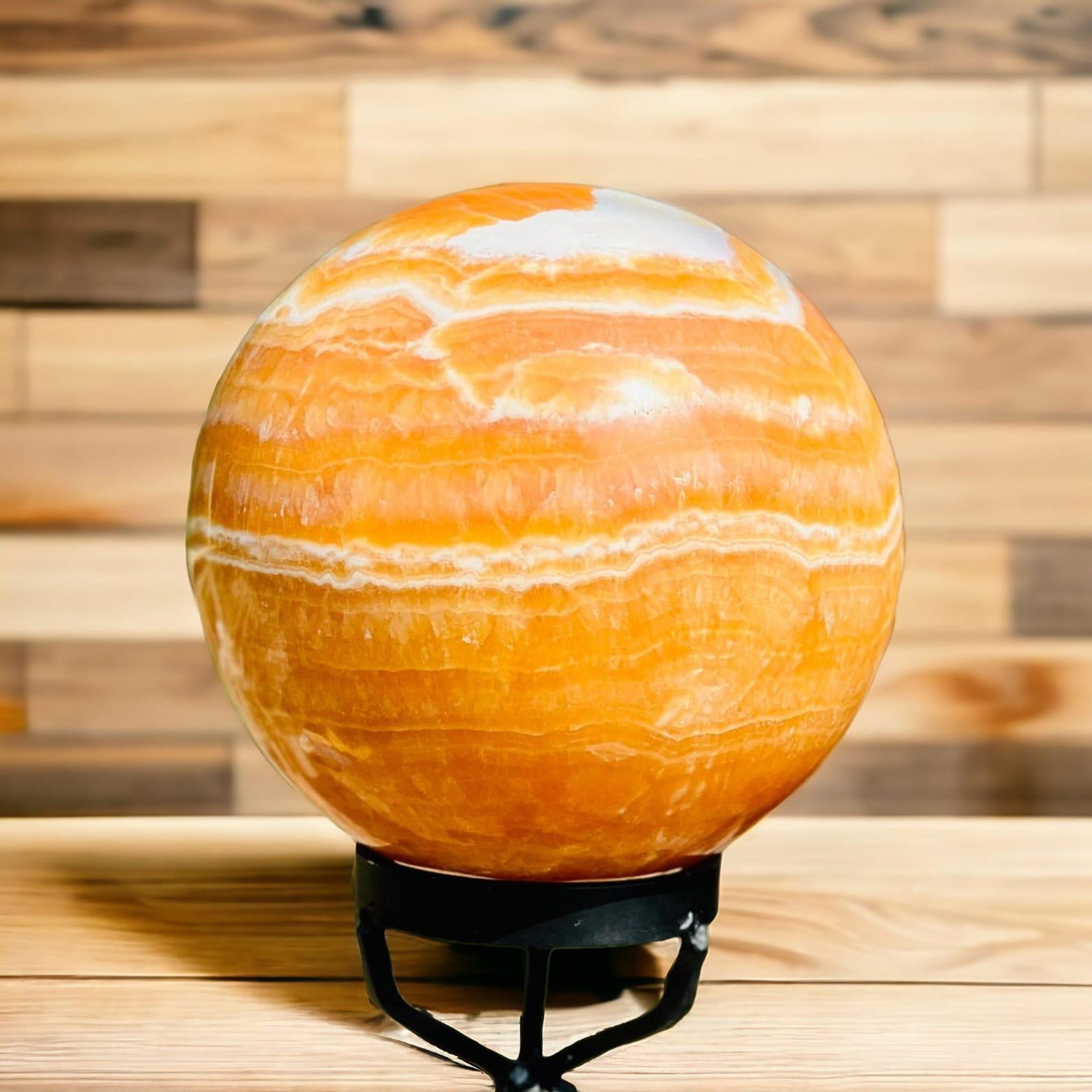 Customised Large Orange Calcite Sphere: Chakra Healing Crystal Decor - Etsy