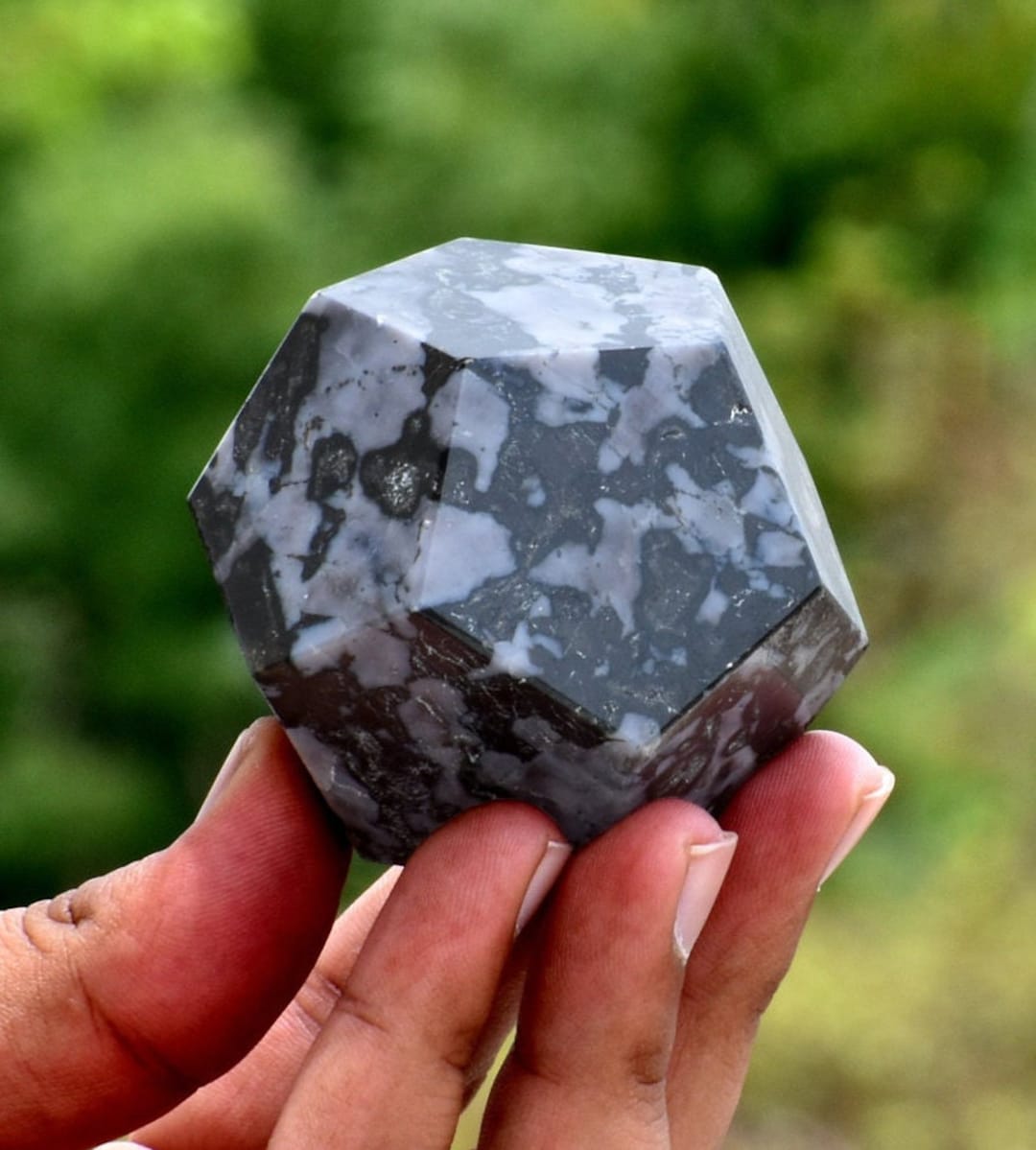 Merlinite Dodecahedron Sphere: Handmade Indigo Gabbro Crystal (40-60mm ...