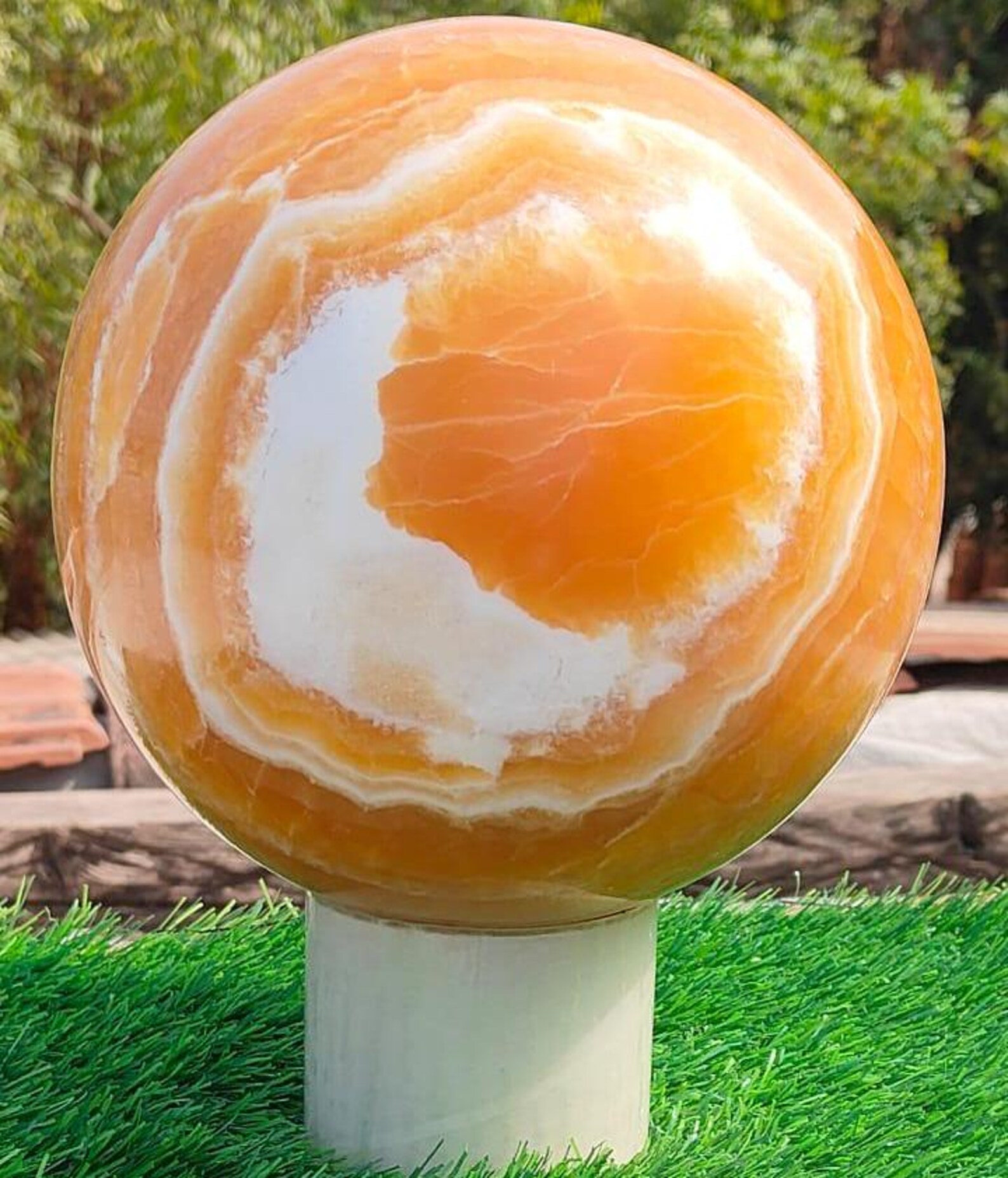 Customised Large Orange Calcite Sphere: Chakra Healing Crystal Decor - Etsy