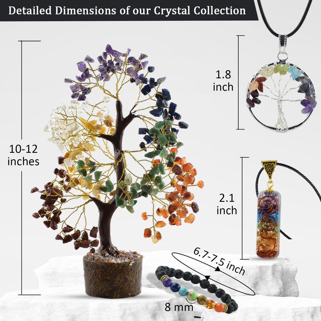 Seven Chakra Healing Crystal Tree Kit With 7 Chakra Bracelet and 2 ...