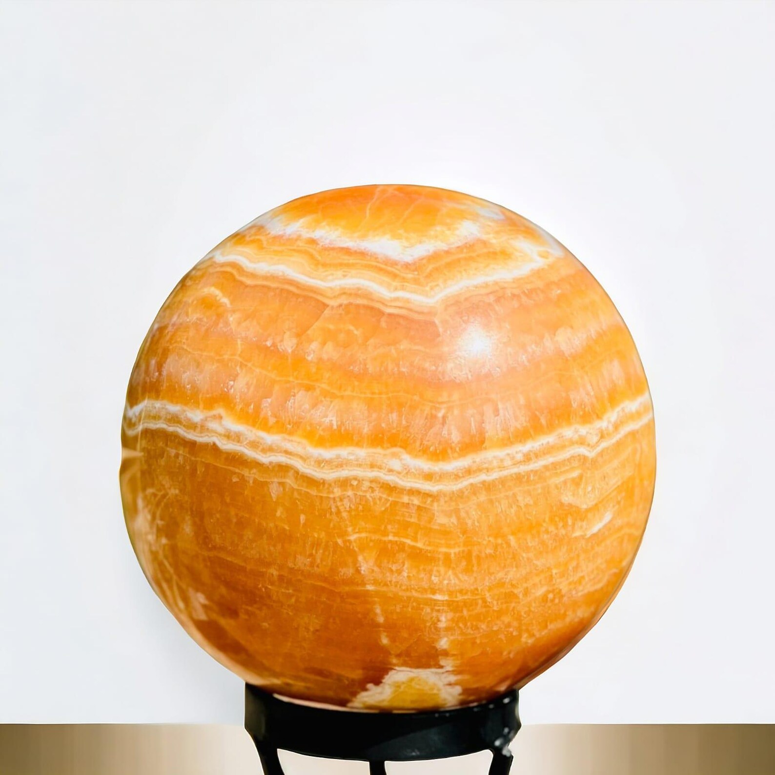 Customised Large Orange Calcite Sphere: Chakra Healing Crystal Decor - Etsy
