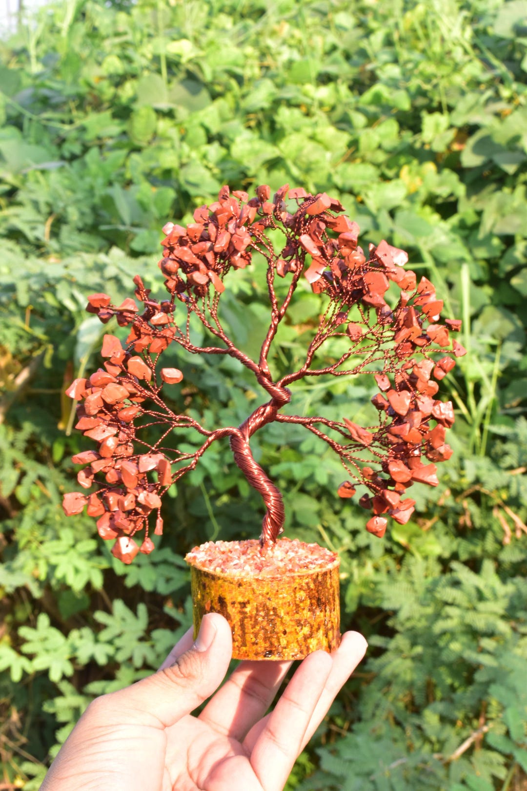 Red Jasper Gemstone Tree: Copper Bonsai Sculpture for Grounding - Etsy