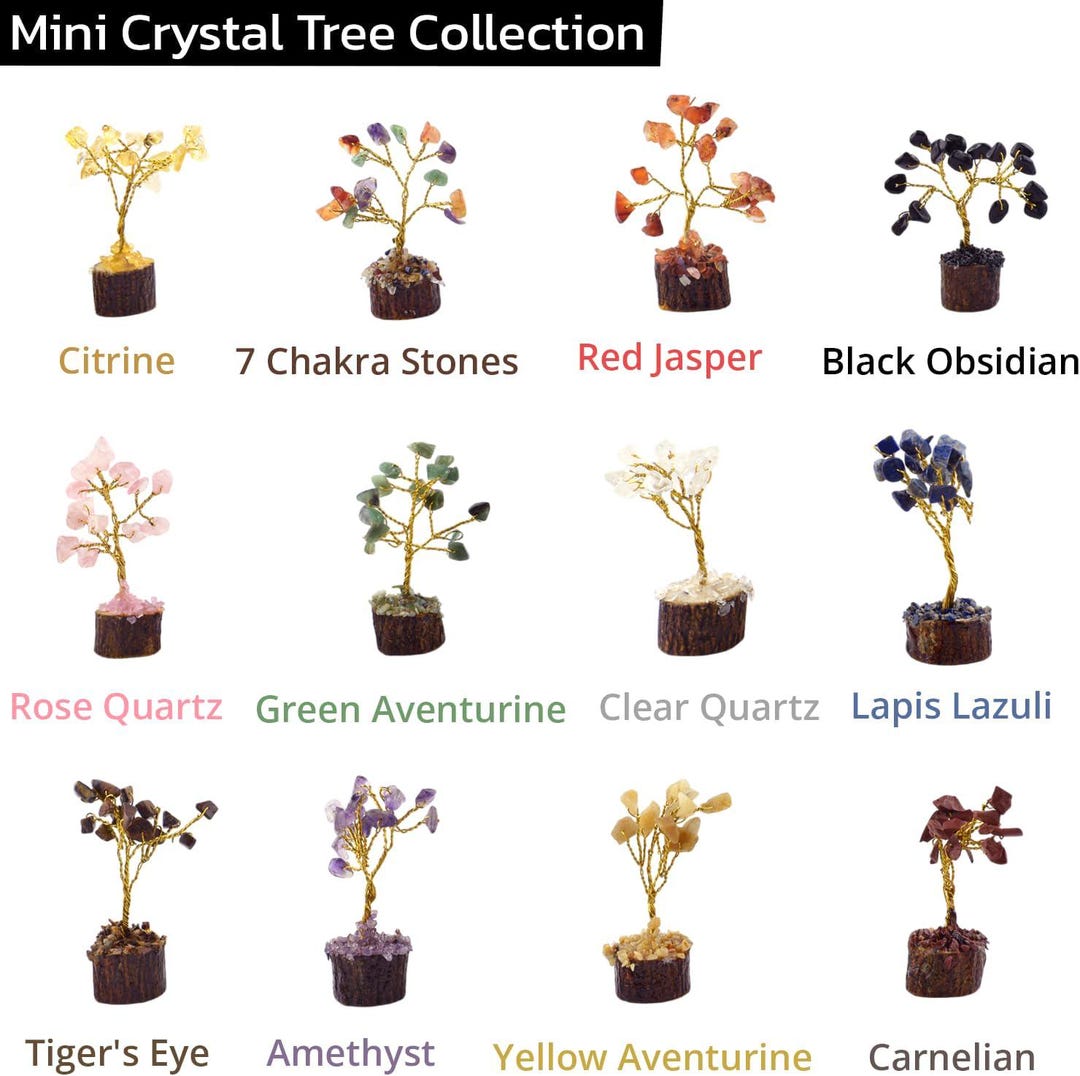 Handcrafted Mini Crystal Tree Set: Chakra Healing Stones, Home Decor - Etsy