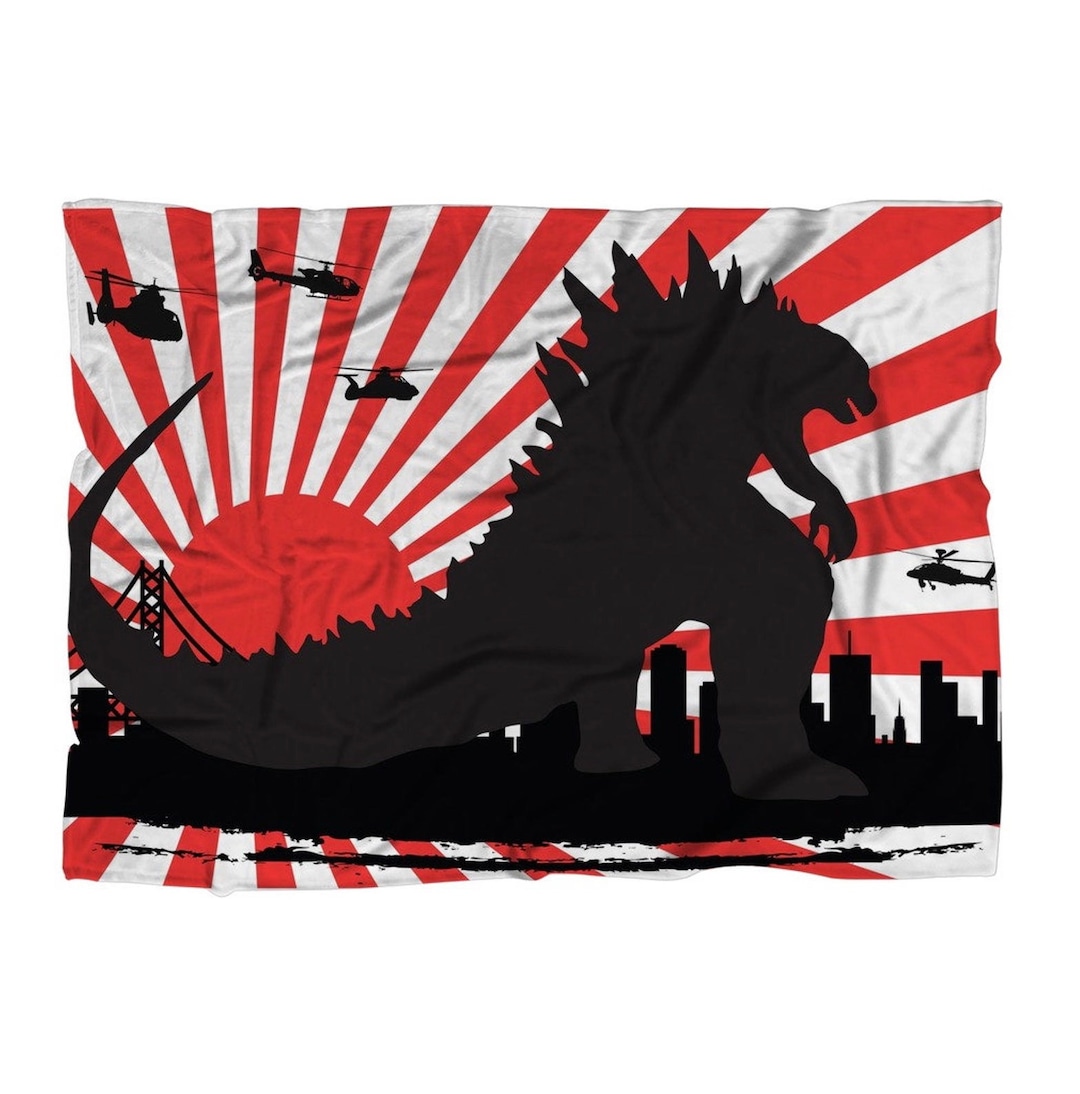 Godzilla Rising Sun Sublimation Throw Blanket Decorative - Etsy