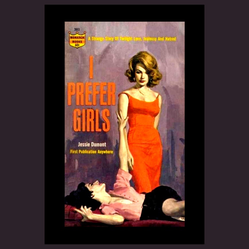 I Prefer Girls Flat Card Mini Poster Vintage Lesbian Pulp Art Etsy