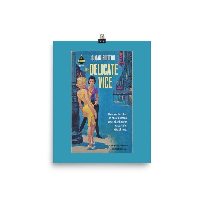 The Delicate Vice Lesbian Pulp Fiction Poster Teal Fun T Etsy