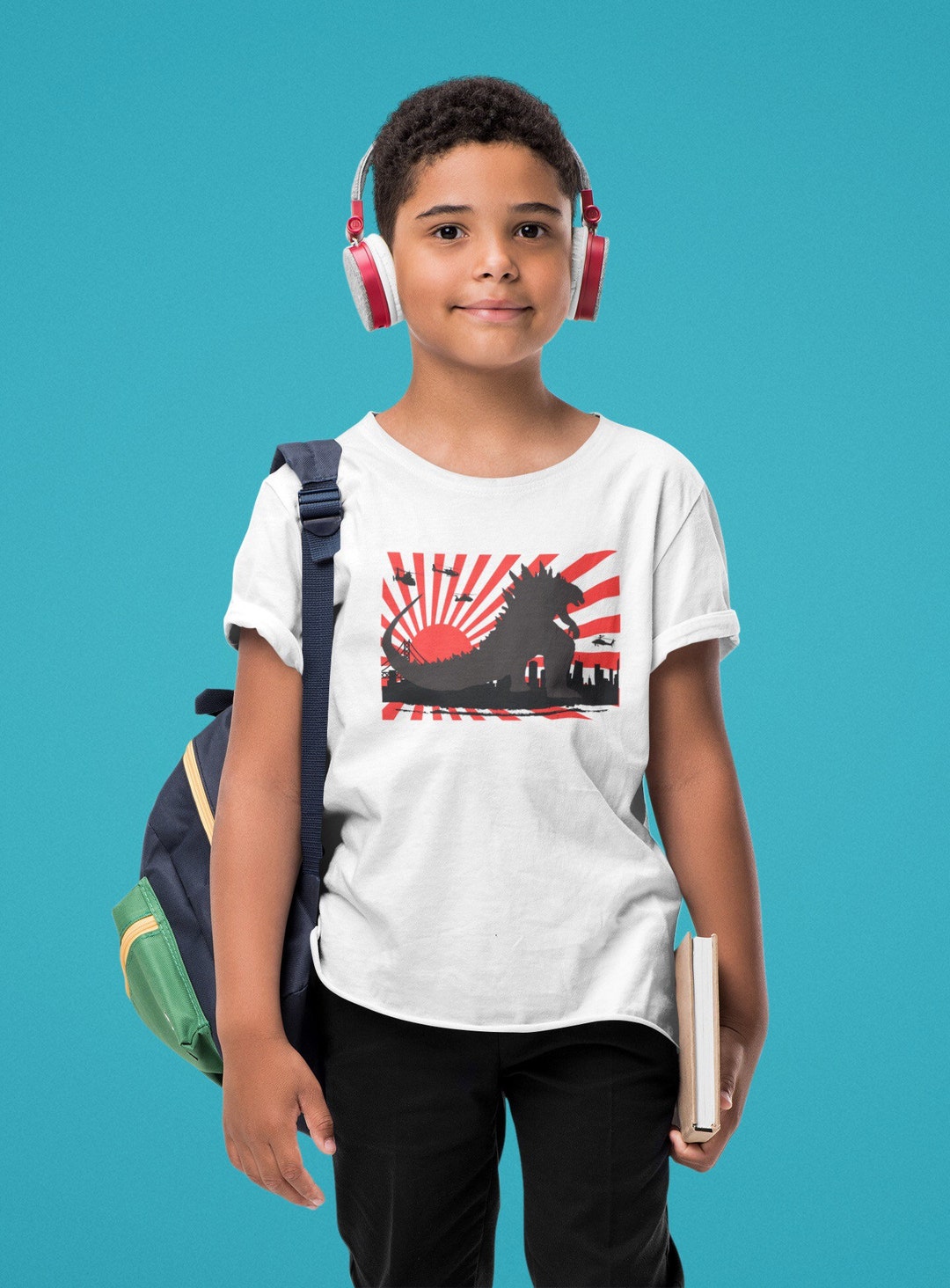 KIDS Godzilla Rising Sun Kids Classic T-shirt Fun Gift - Etsy