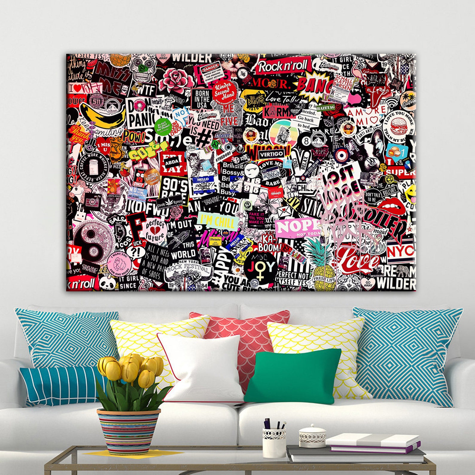 Canvas Wall Art Sticker Wall Decor Pop Art Painting Sticker - Etsy