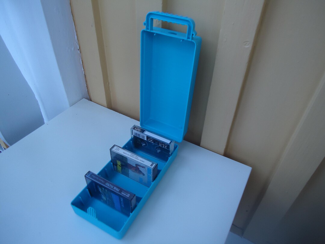 Cassette Carrying Box Music in Blue / Made in Italy / With Handle / for ...