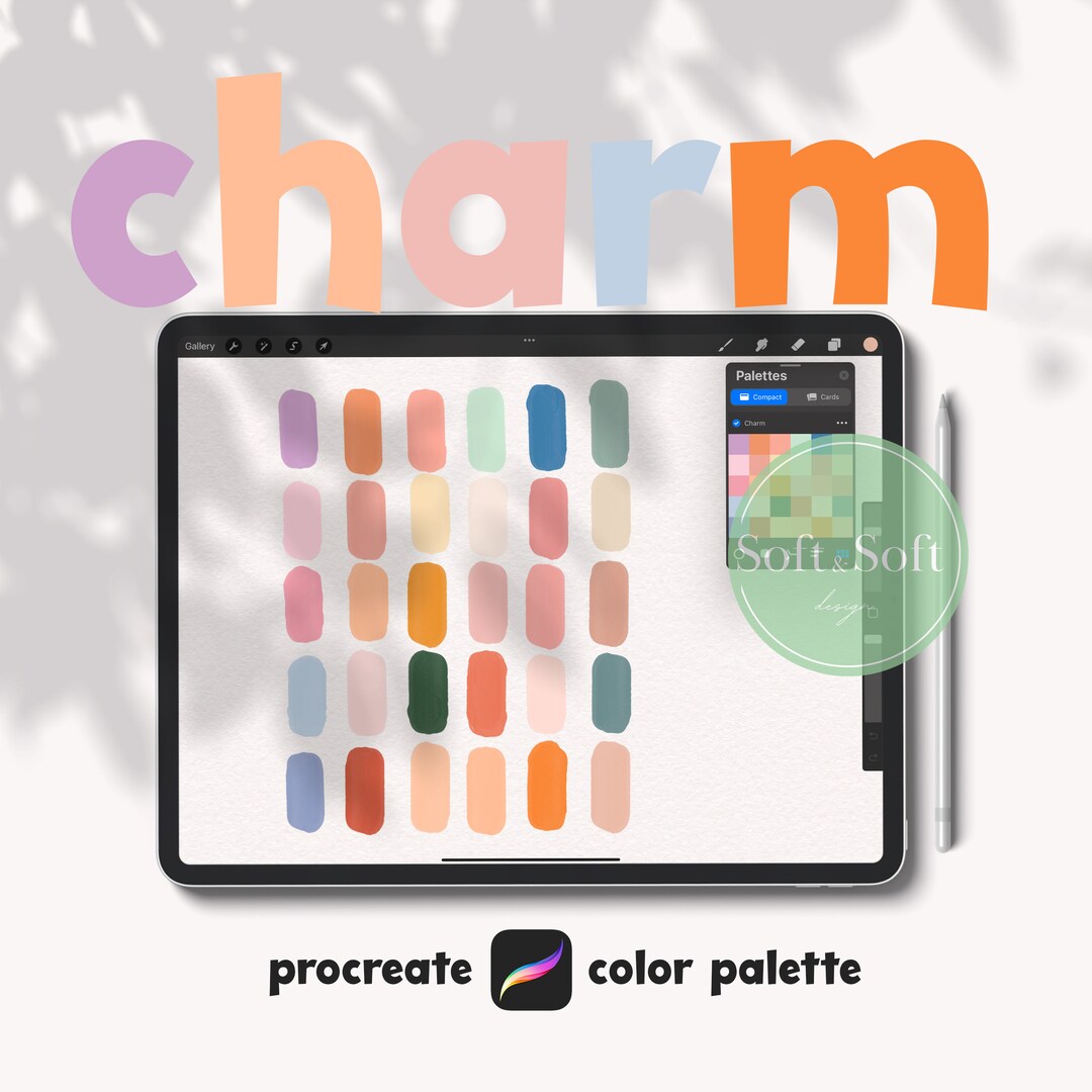 Charm Procreate Color Palette, Warm Tones Color Swatch, 30 Pastel ...