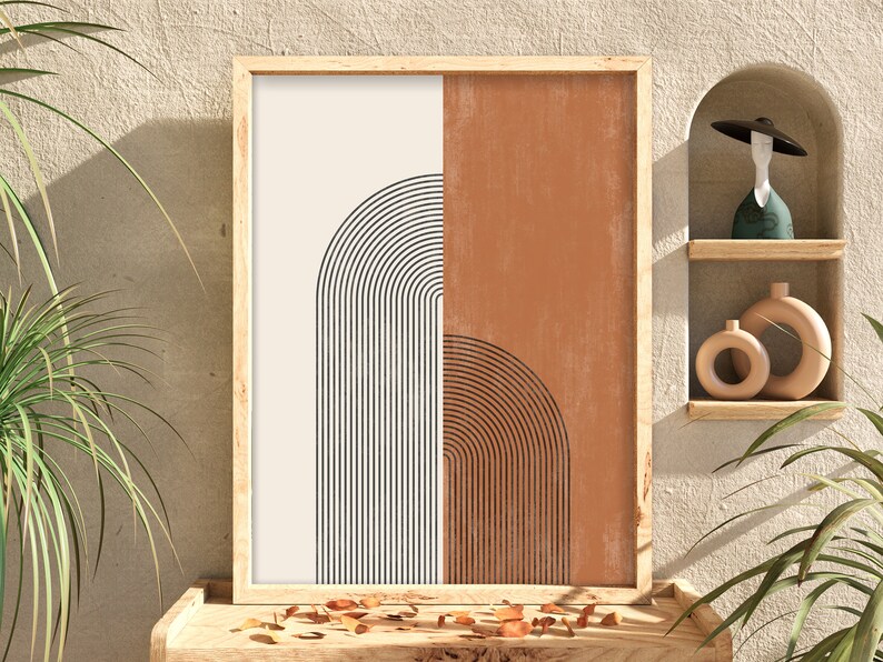 Mid Century Modern, Neutral Color Print, Terracotta Poster, Boho Wall ...