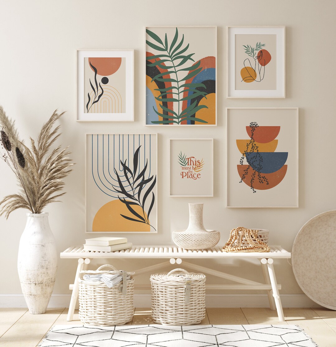 Retro Modern Art Prints, Set of 6 Posters, Boho Wall Art, Colorful Room ...