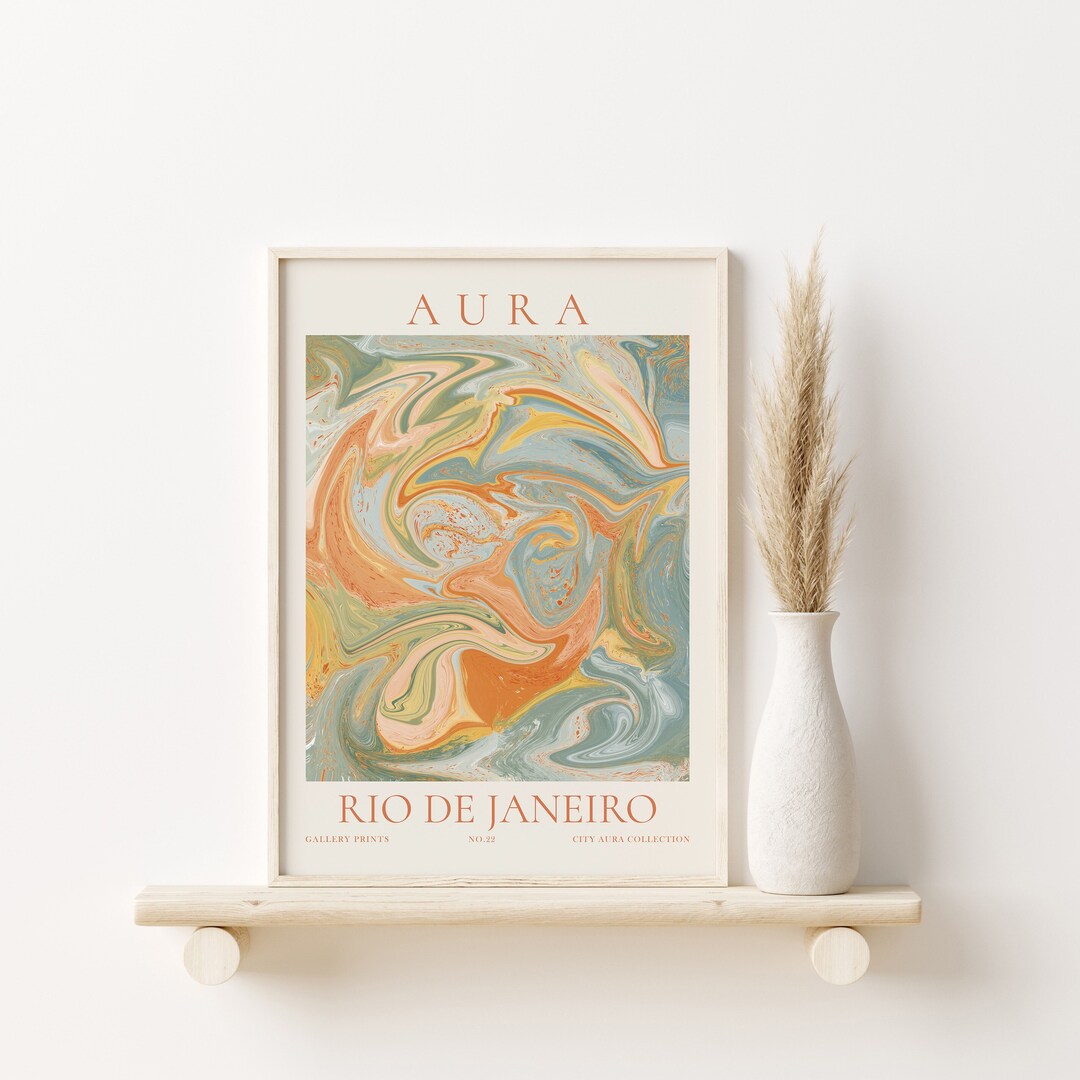 Aura Poster, Energy Gradient Print, Rio De Janeiro Print, Retro Wall ...