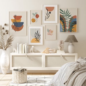 Retro Modern Art Prints, Set of 6 Posters, Boho Wall Art, Colorful Room ...