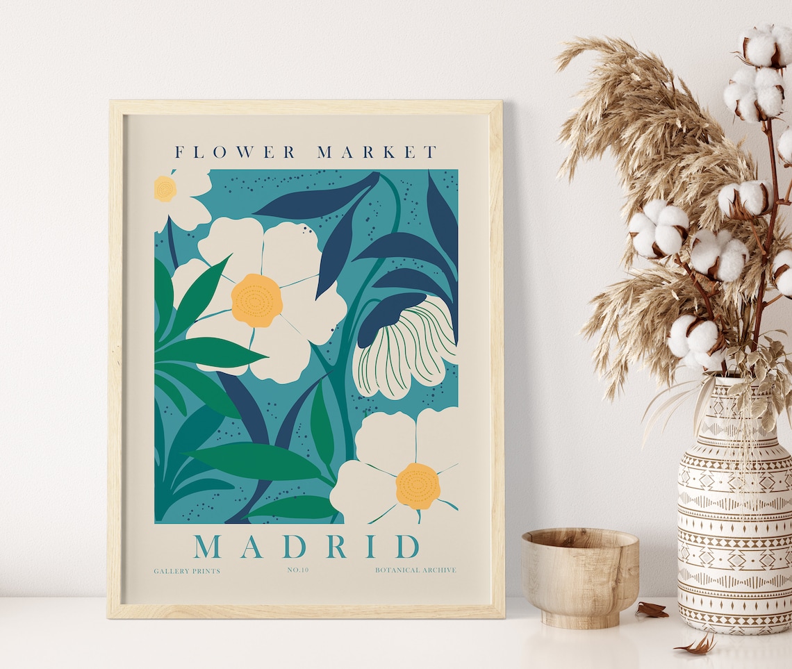 Flower Market Print Set of 9 Botanical Wall Art Floral - Etsy