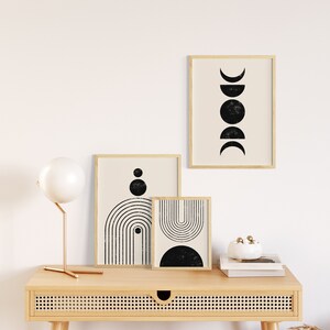 Boho Art Prints Black and White Abstract Geometric Poster - Etsy