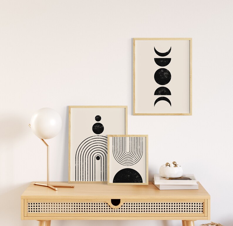 Boho Art Prints Black and White Abstract Geometric Poster - Etsy