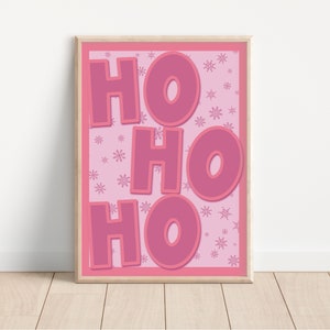 Pink Christmas Wall Art, Christmas Prints, Merry Christmas Art, Santa ...
