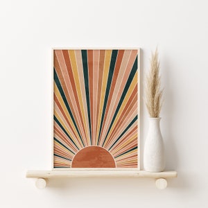 Boho Desert Wall Art Set, Orange Yellow Poster Set, Bohemian Desert Art ...