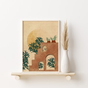 Boho Desert Wall Art Set, Orange Yellow Poster Set, Bohemian Desert Art ...