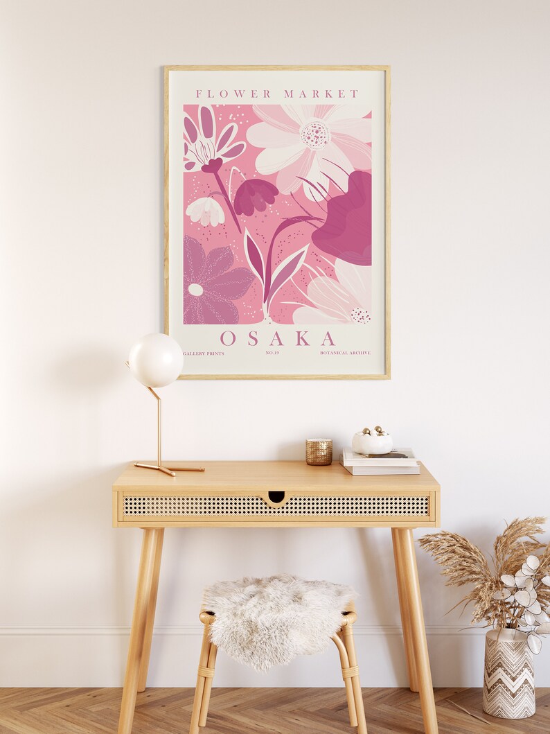 Single Flower Market Print, Osaka Wall Art, Pink Floral Poster ...