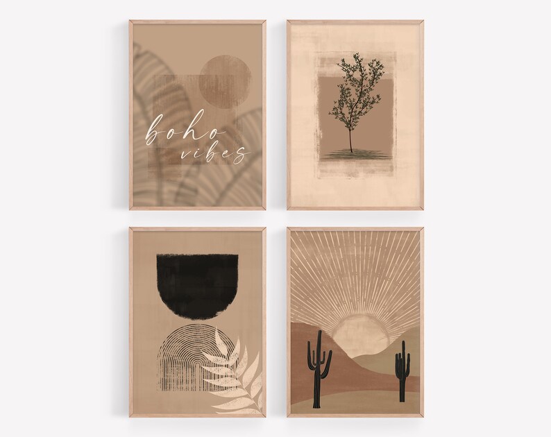 Boho Print Set, Gallery Wall Art Set, Set of 12 Posters, Neutral Wall ...