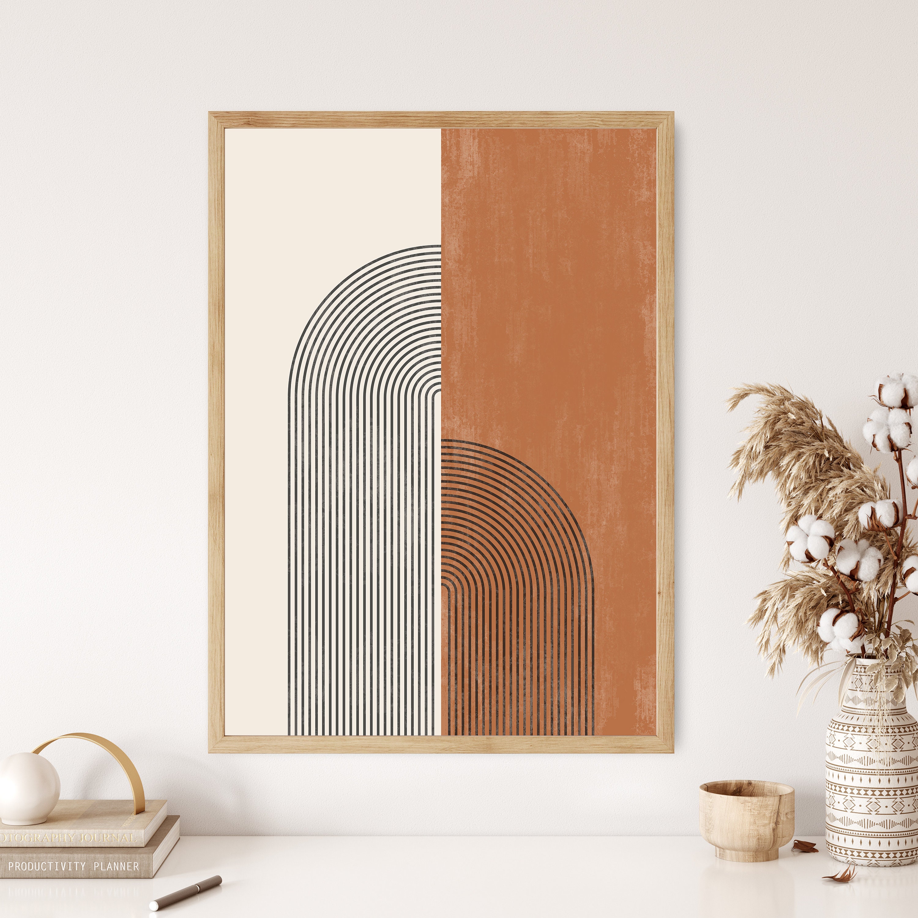 Mid Century Modern Neutral Color Print Terracotta Poster - Etsy