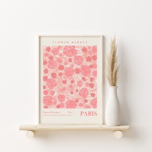 Pink Flower Wall Art Set, Flower Market Prints, Set of 3 Posters ...