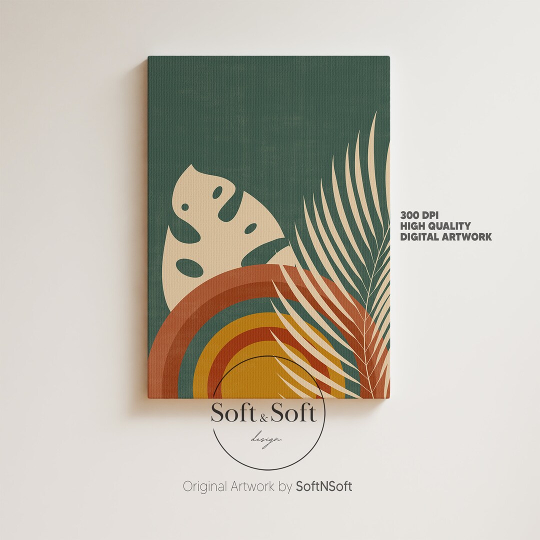 Boho Botanic Art Print, Mid Century Modern Wall Art Print, Nursery ...