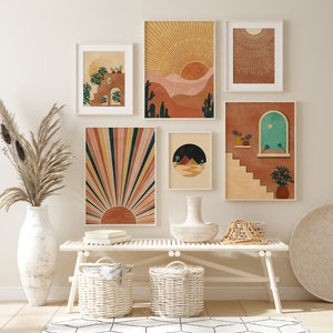 Boho Wall Collage Mega Bundle, Set of 24 Prints, Geometric Dorm Wall ...