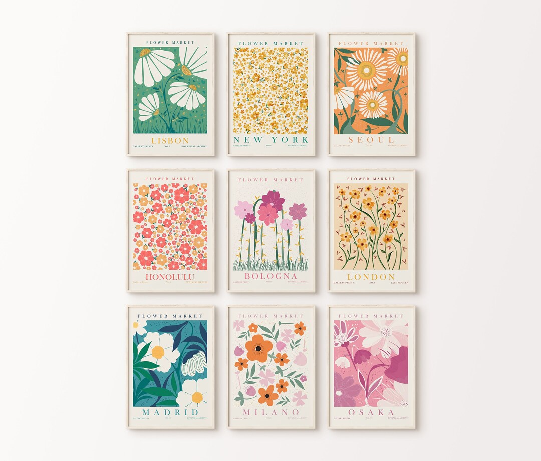 Buy Flower Wall Art Set, Floral Art Prints, Botanical Poster Set ...
