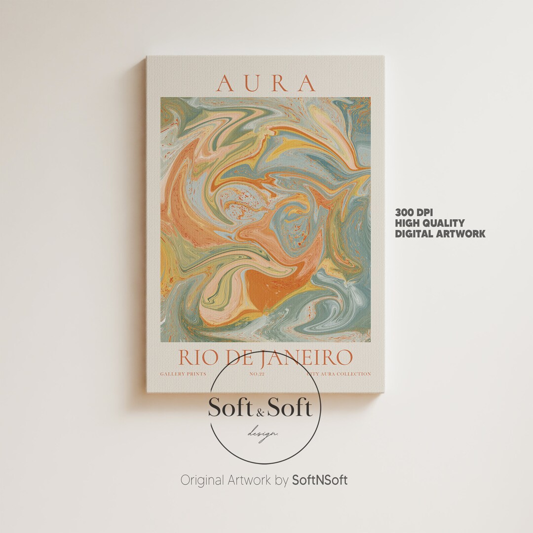 Aura Poster, Energy Gradient Print, Rio De Janeiro Print, Retro Wall ...