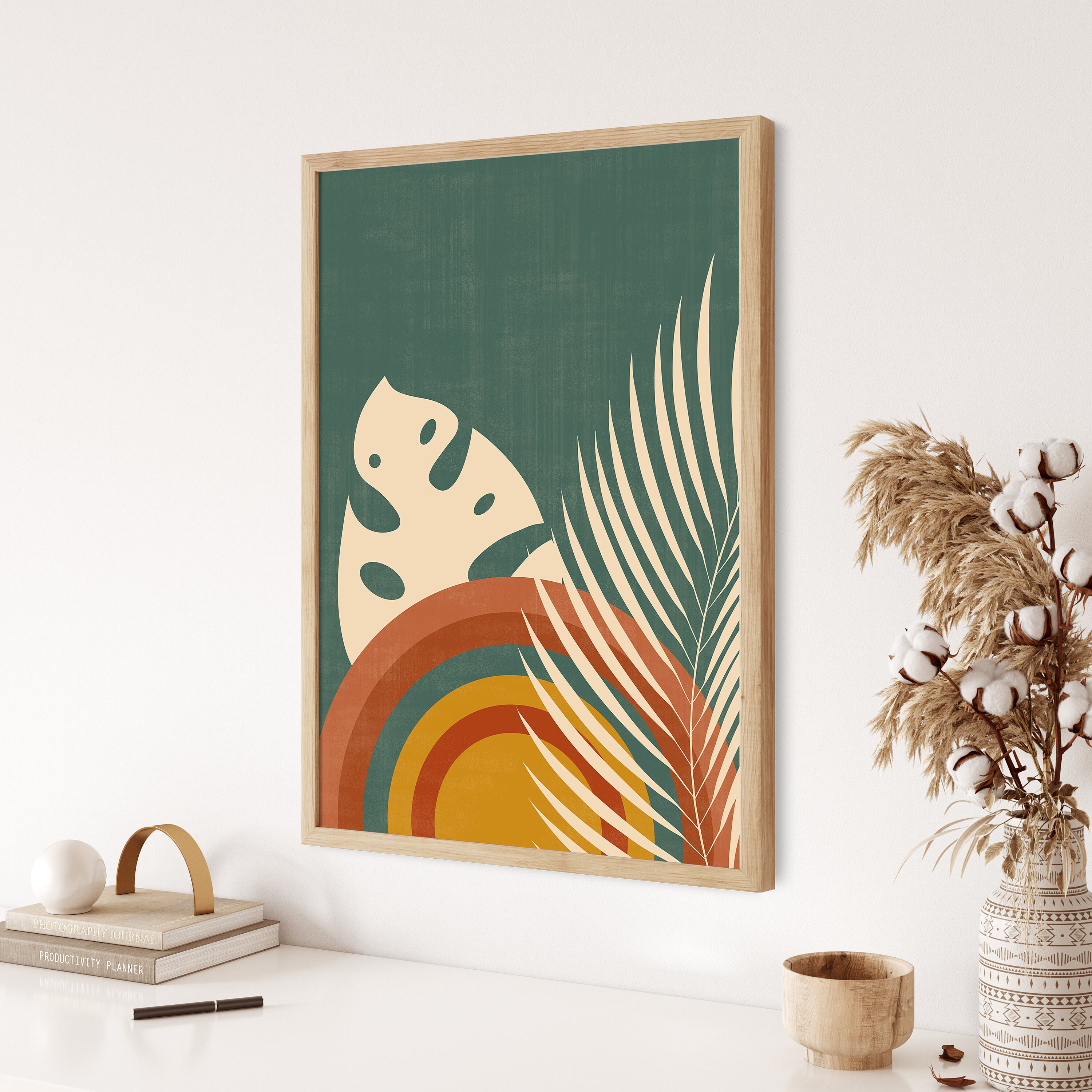 Boho Botanic Art Print, Mid Century Modern Wall Art Print, Nursery ...