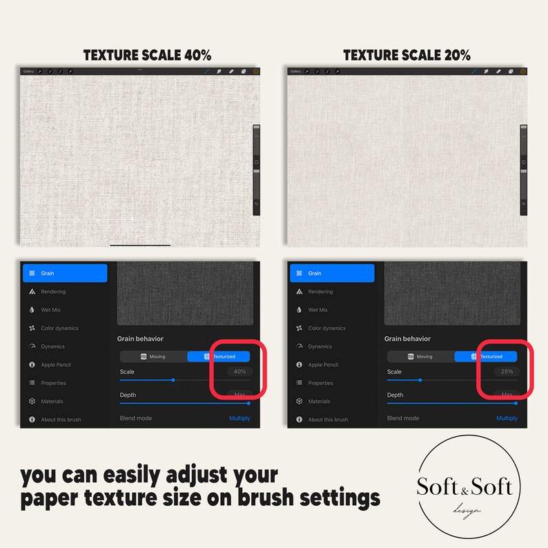 Watercolor & Canvas Paper Texture Brushes for Procreate, Procreate ...