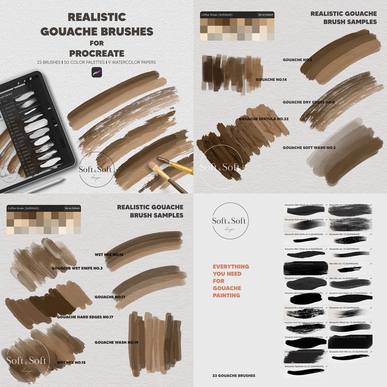 Mega Procreate Brush Pack, Oil Painting, Acrylic, Watercolor, Gouache ...