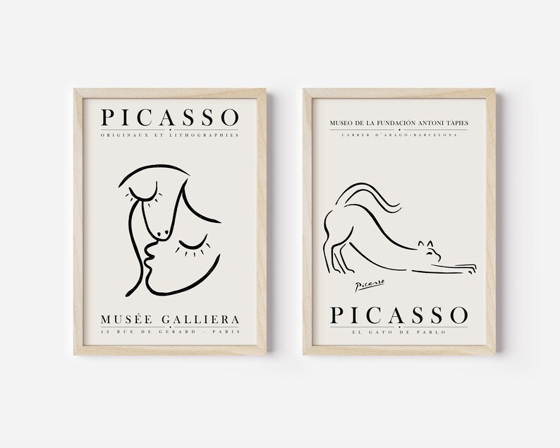 Picasso Line Art Set of 9 Prints Black and White Gallery Wall - Etsy