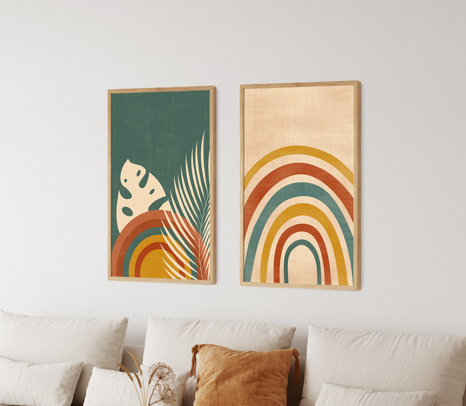 Mid Century Poster Boho Style Rainbow Shapes Boho | Etsy